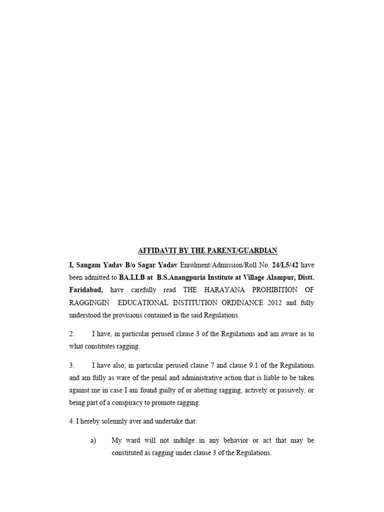 Affidavit by Guardian | PDF | Affidavit | Justice