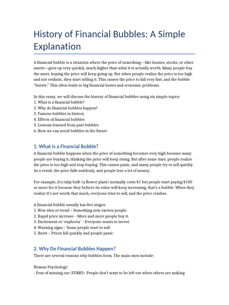 History of Financial Bubbles Explained | PDF | Economic Bubble ...