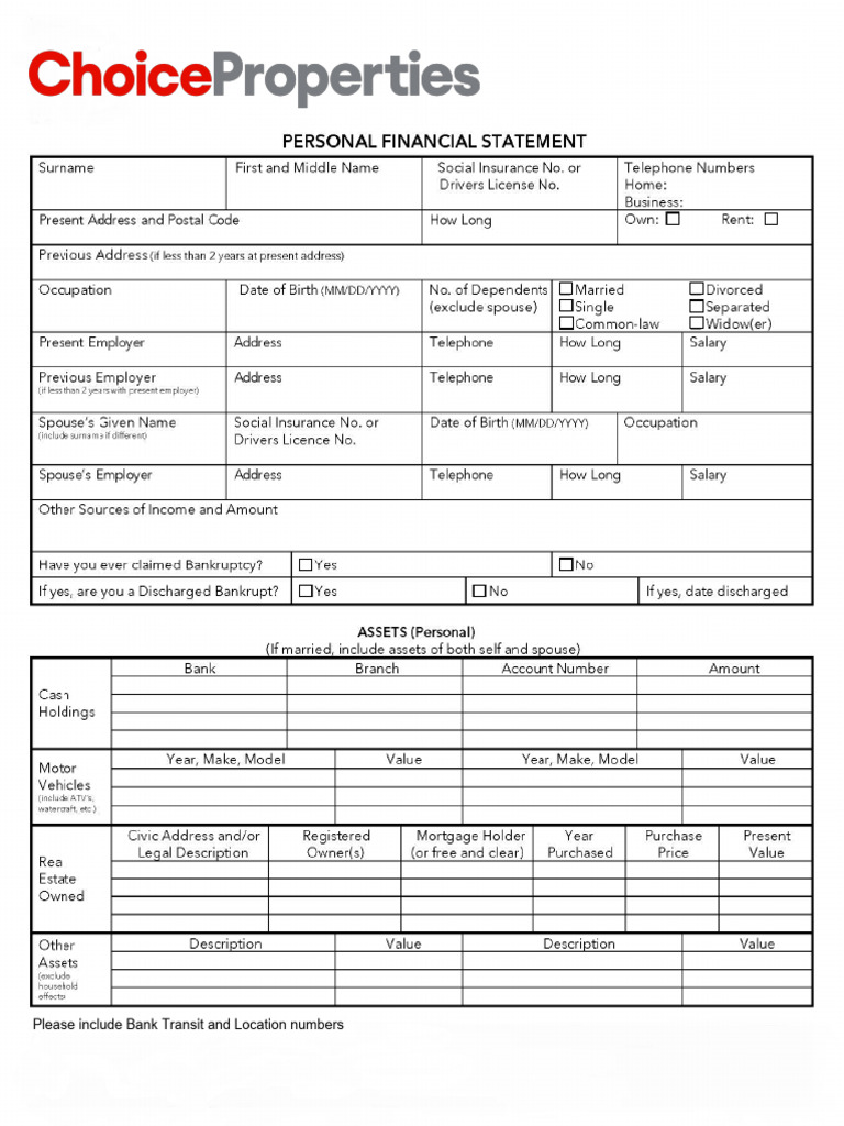 Personal Financial Statement Template | PDF | Banks | Book Value