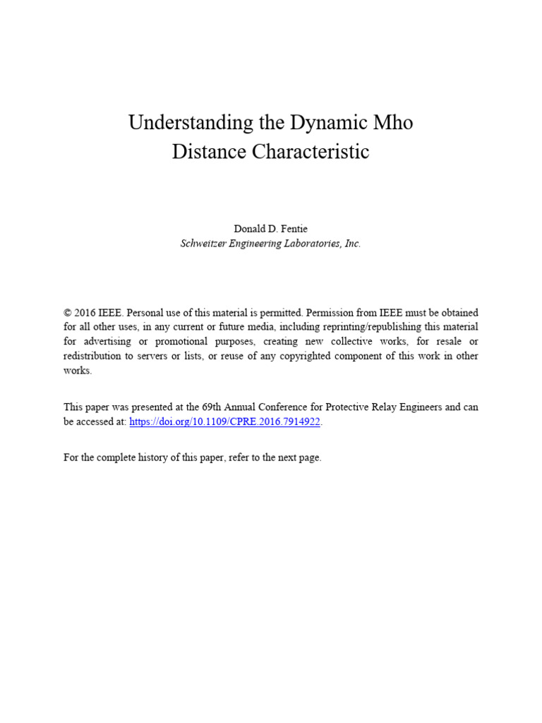 Dynamic Mho Distance Characteristics | PDF | Electrical Impedance ...