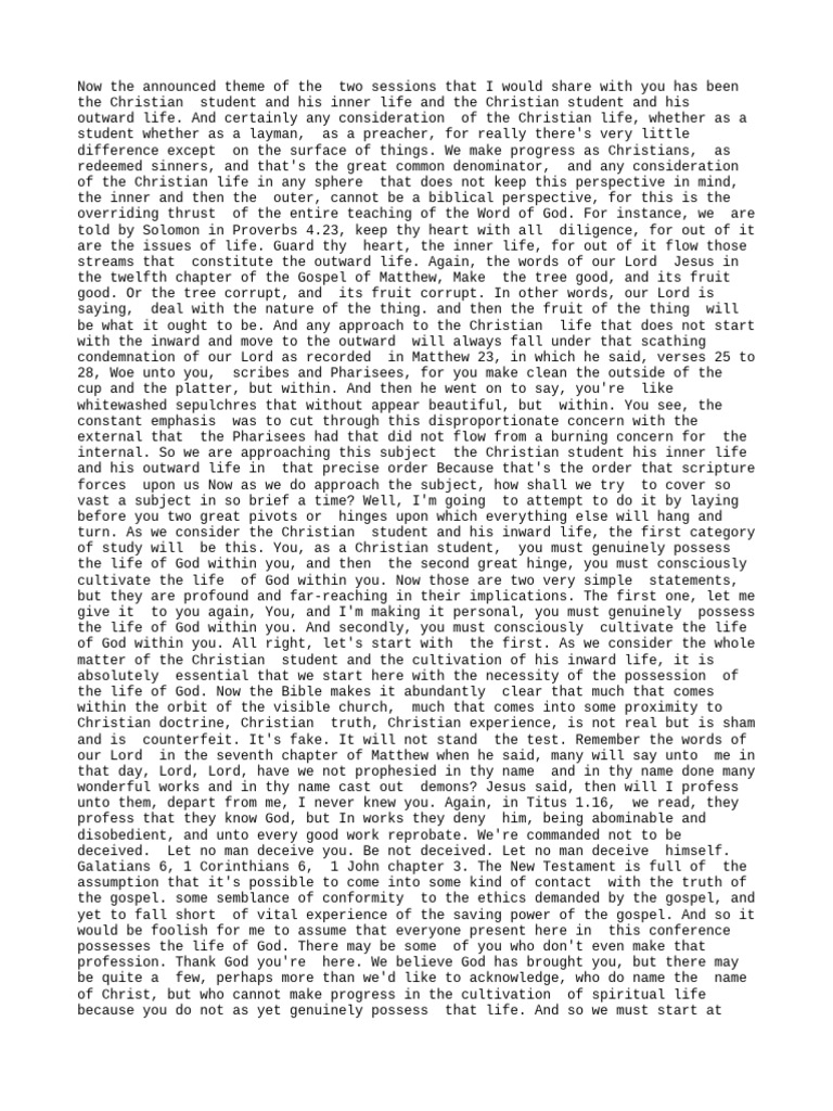 Christian Student's Inner and Outer Life | PDF | Jesus | Gospel Of John