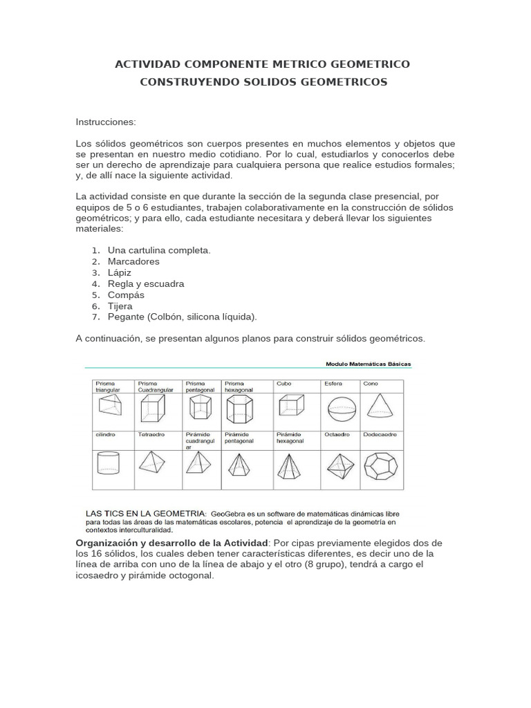 Construcción de Sólidos Geométricos | PDF | Geometría