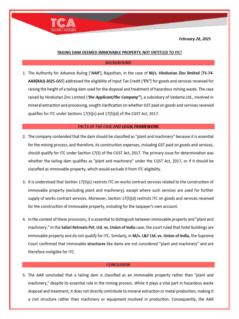 TCA Flyer AAR Rajasthan Hindustan Zinc | PDF | Real Property | Mining