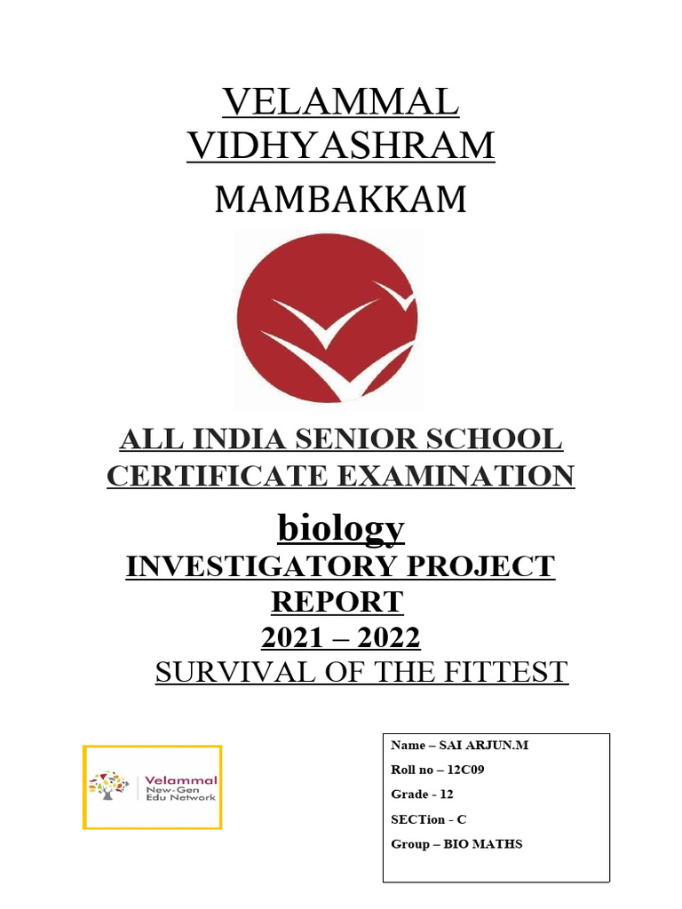 Investigatory Project on Survival of the Fittest | PDF | Natural ...