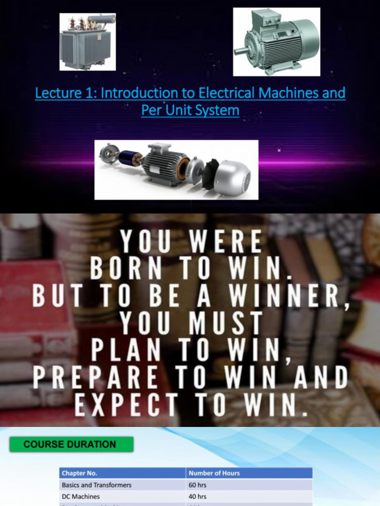 Lecture 01 Introduction To Electrical Machines & Per Unit System | PDF