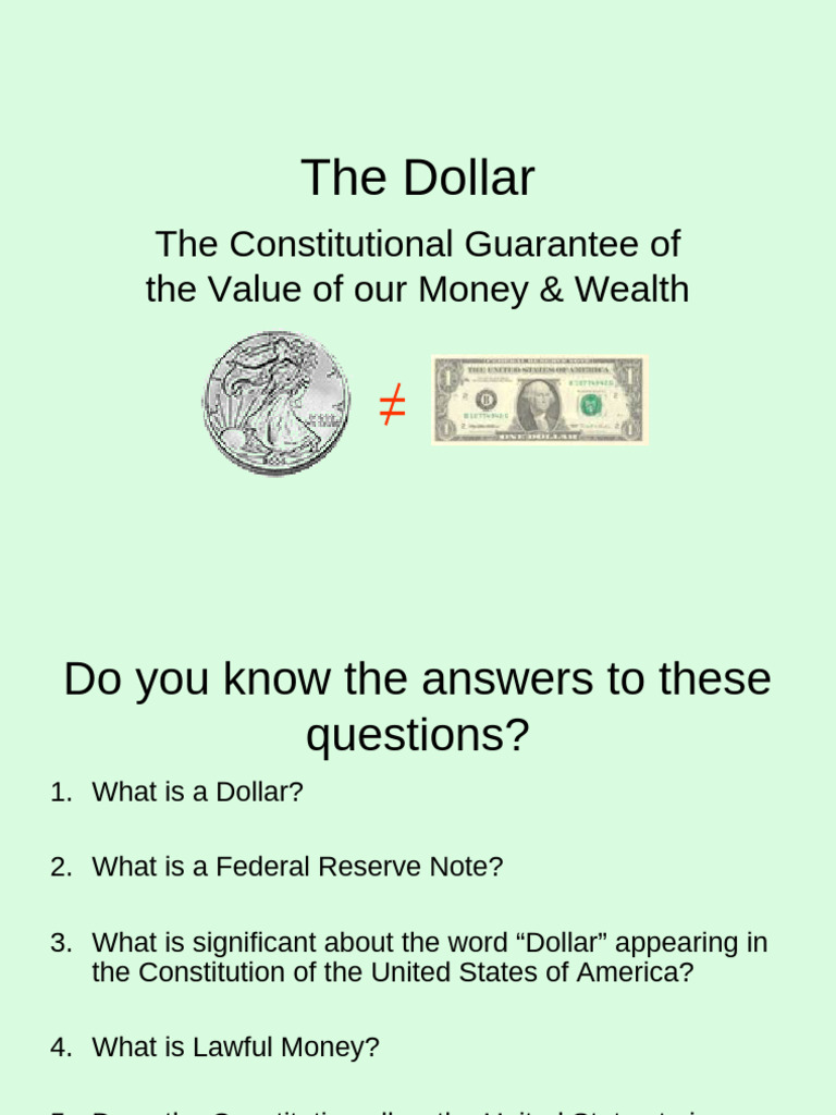 Understanding the Constitutional Dollar | PDF | Money | United States ...