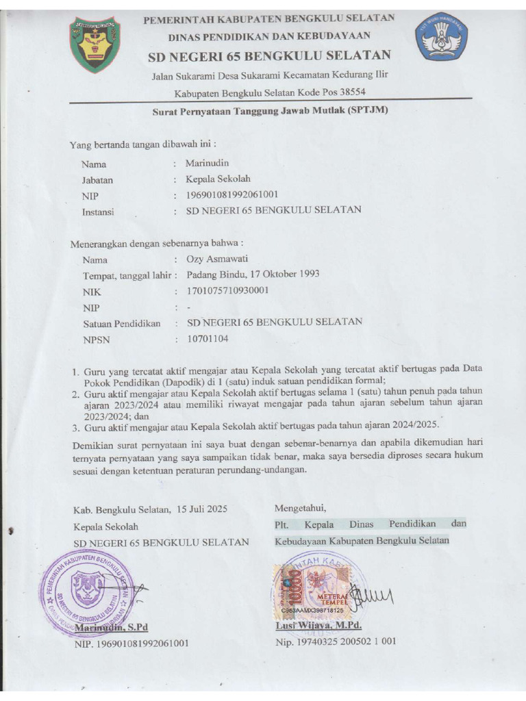 Sptjm Ozy Asmawati, s.pd | PDF