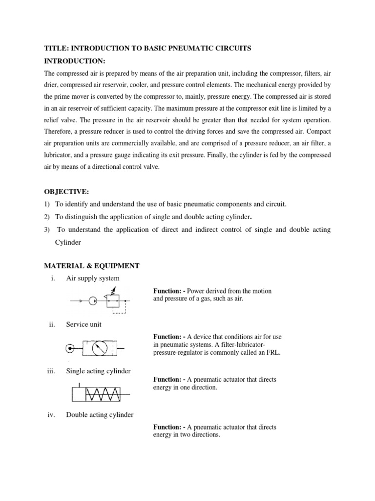 Title: Introduction To Basic Pneumatic Circuits | PDF | Actuator ...