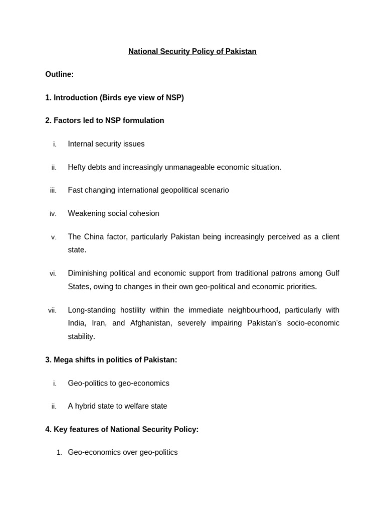 Pakistan's National Security Policy 2022-2026 | PDF | Pakistan | Policy