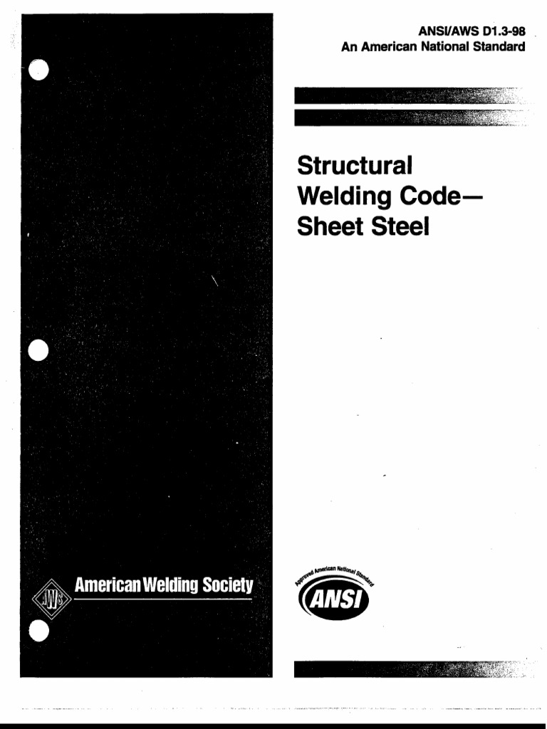 ANSI AWS D1.3 98 Structural Welding Code Sheet Steel | PDF