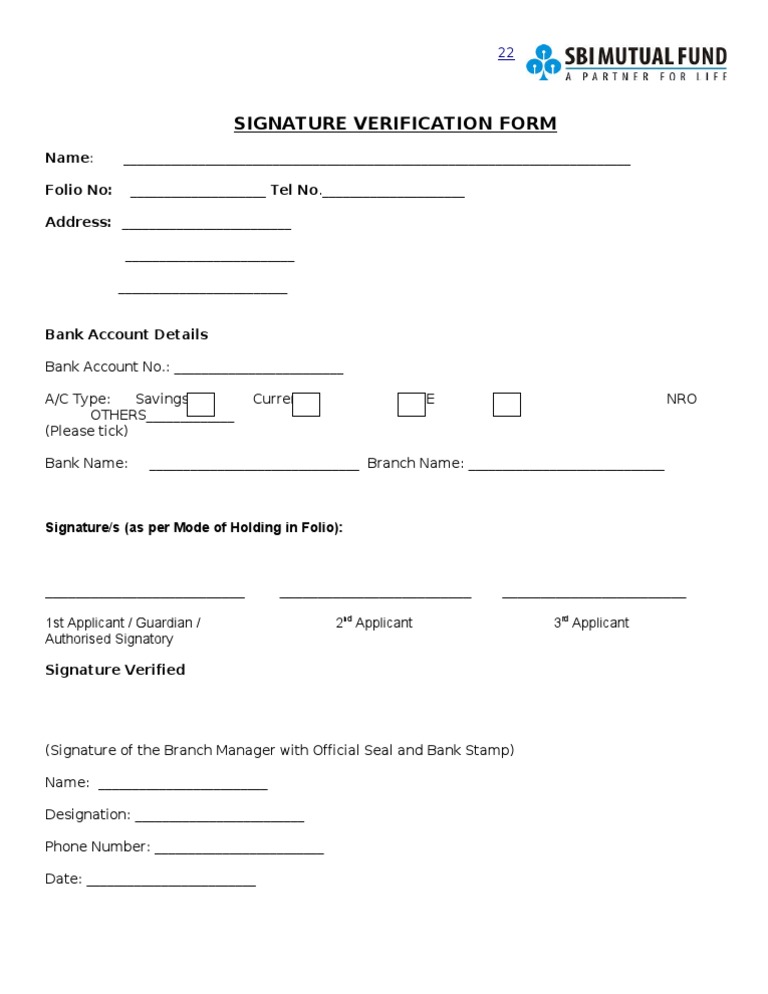Signature Verification Form Template | PDF | Finance & Money Management