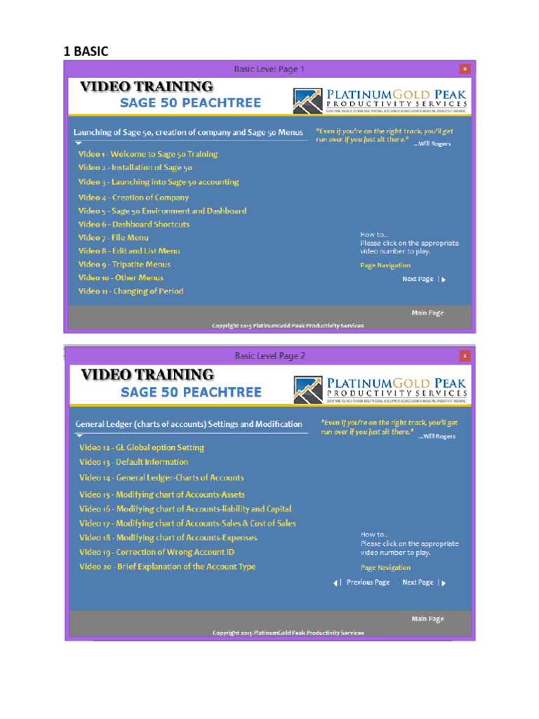 Sage 50 Comprehensive Video Training Content | PDF