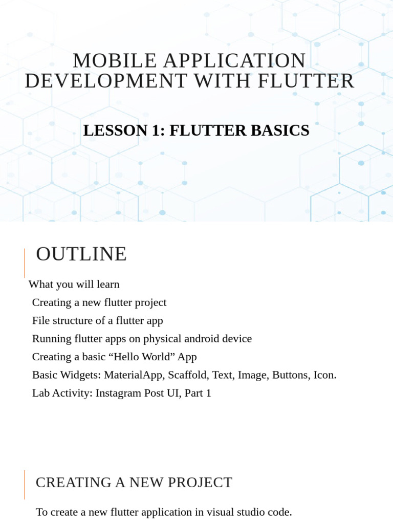 FLUTTER Lesson 1-Present | PDF | Icon (Computing) | Mobile App