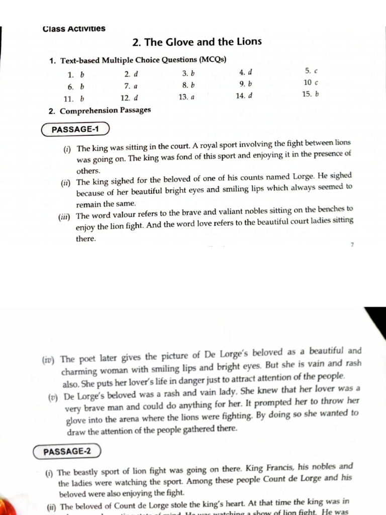 The Glove and The Lions | PDF