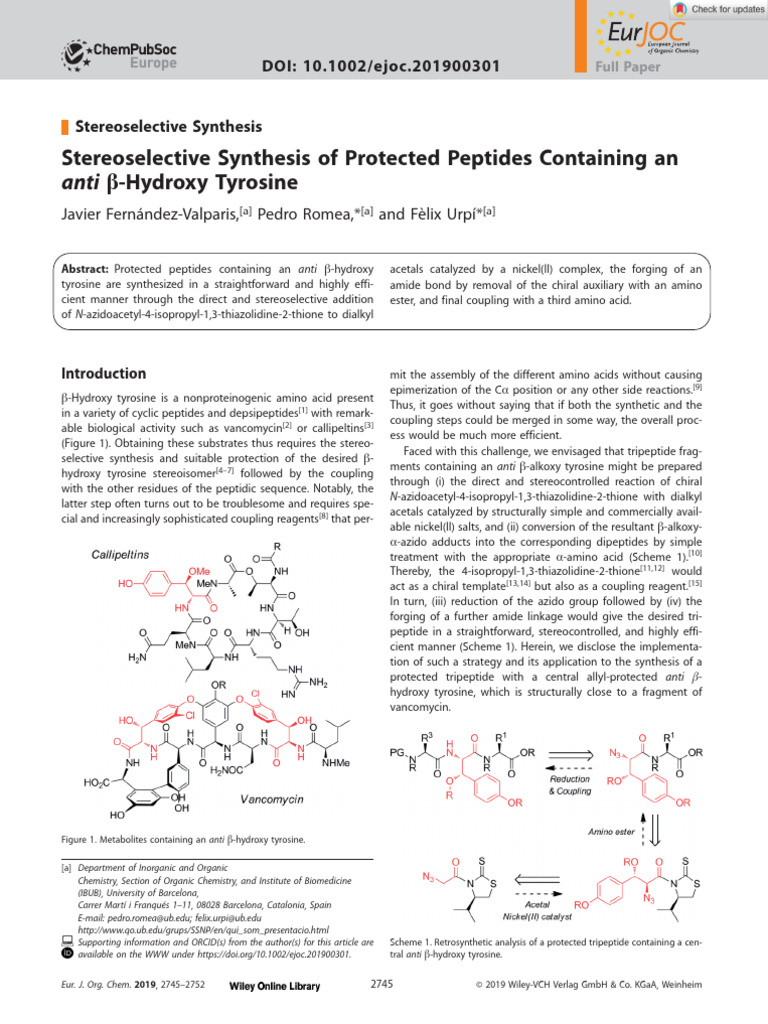 Stereoselective Synthesis of Peptides | PDF | Proton Nuclear Magnetic ...