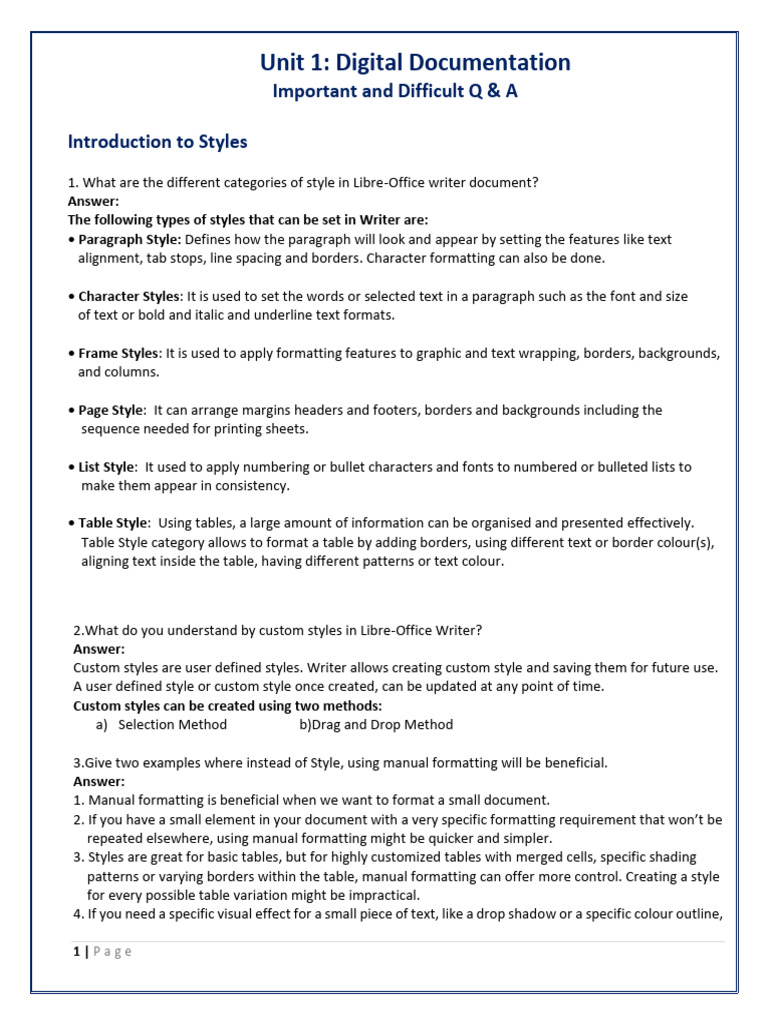 Unit 1-Digital Documentation Adv | PDF | Table Of Contents | Shape