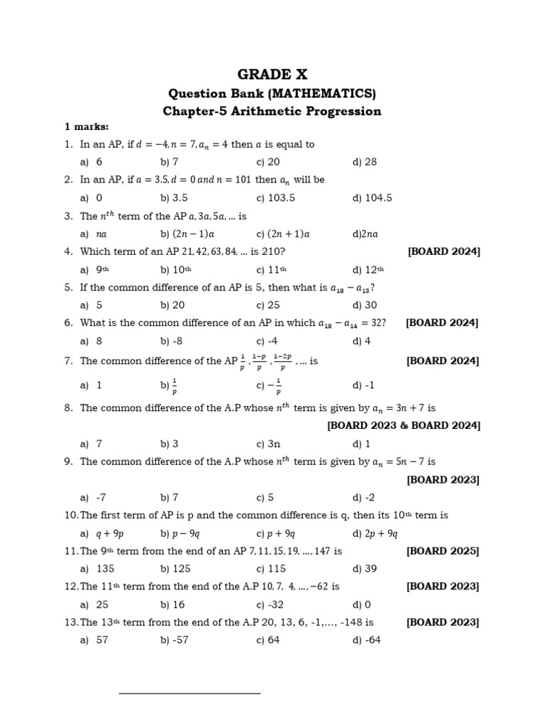 Chapter 5 Arithmetic Progression | PDF | Discrete Mathematics | Arithmetic