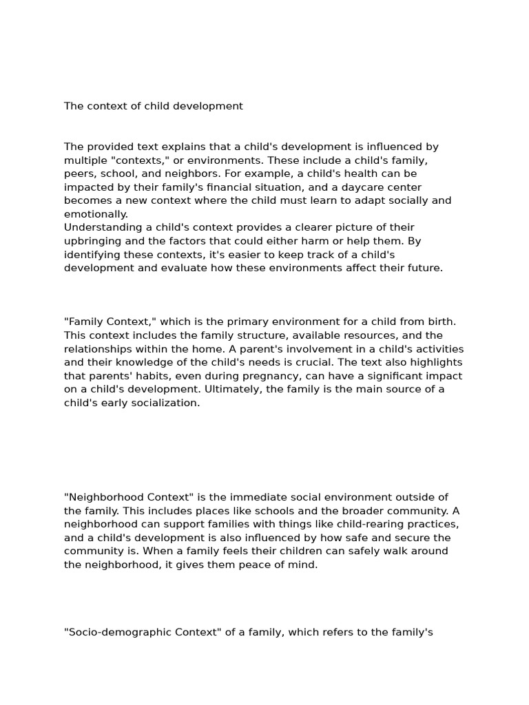 Contexts Influencing Child Development | PDF