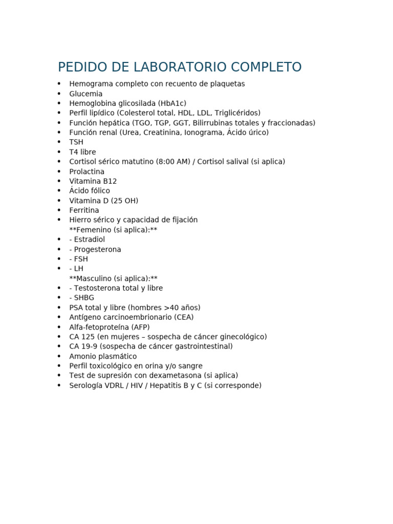 Pedido de Laboratorio Completo | PDF