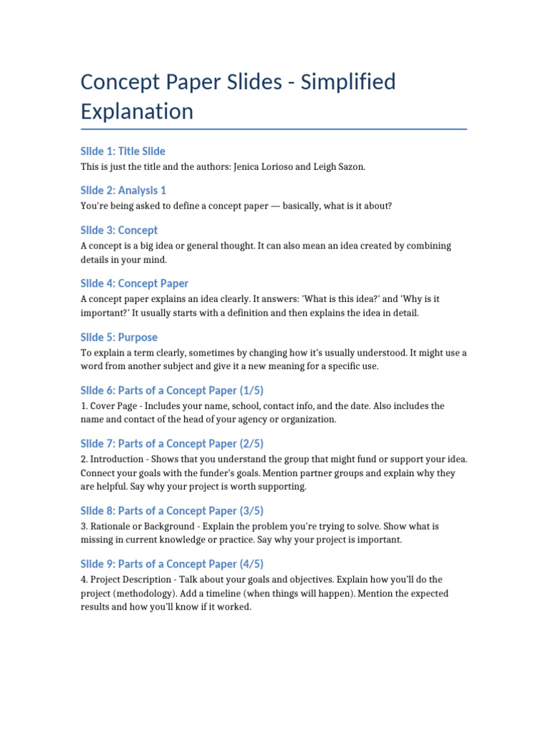 Understanding Concept Papers Simplified | PDF | Idea | Concept