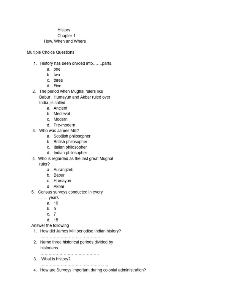 History Worksheet | PDF