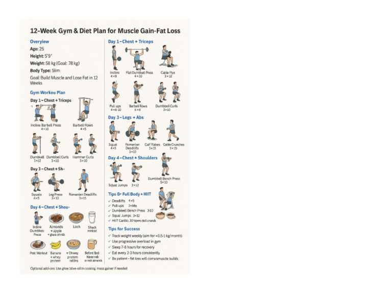 Final Upgraded 12 Week Gym Diet Plan | PDF