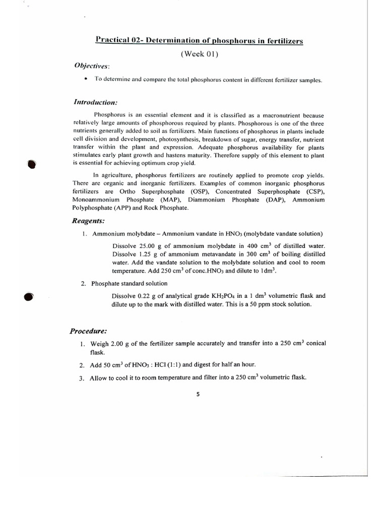 Determination of Phosphorus | PDF