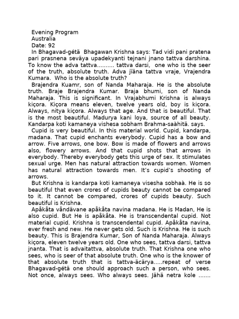 Evening Class - The Way of Crying - Ausralia | PDF | Rama | Krishna