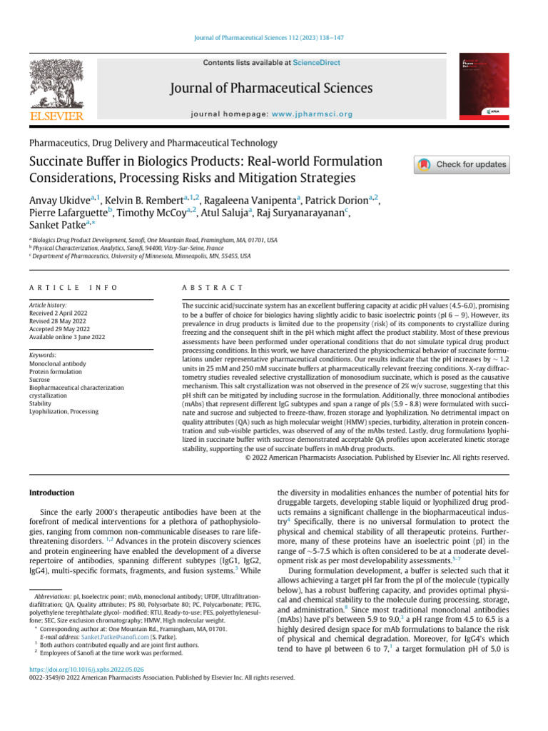 Aula 5 - Succinate Buffer in Biologic Products | PDF | Monoclonal ...