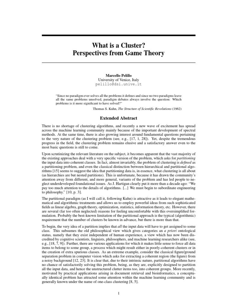 What Is A Cluster | PDF | Game Theory | Cluster Analysis