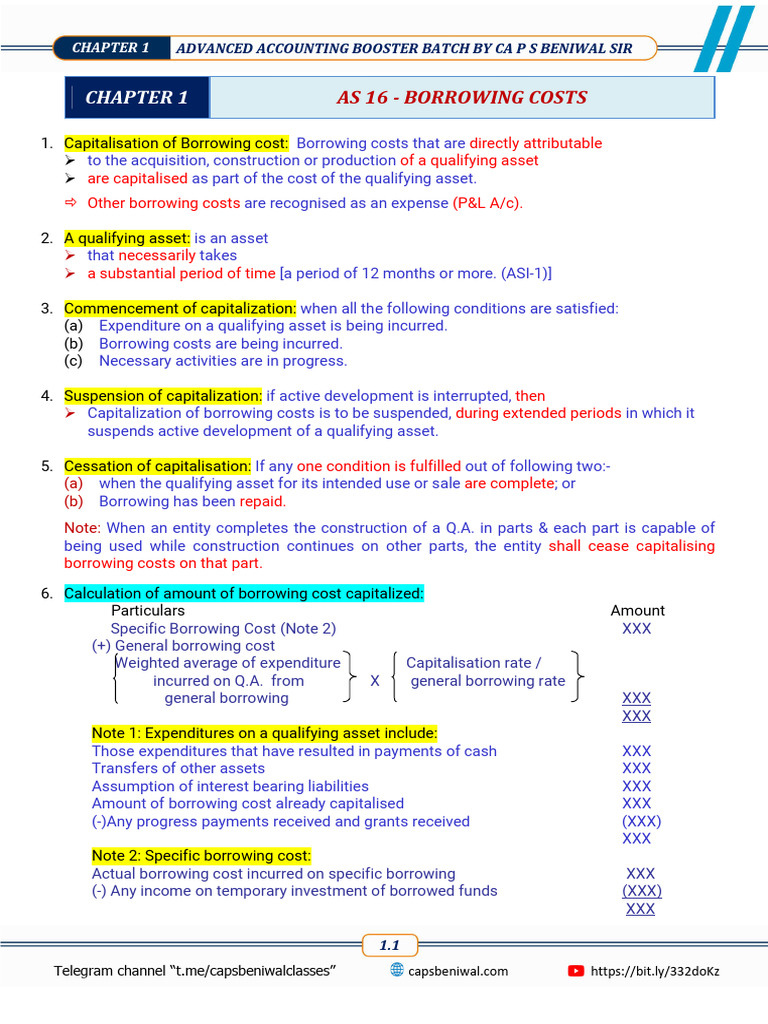 AS 16 Borrowing Costs Explained | PDF | Depreciation | Expense