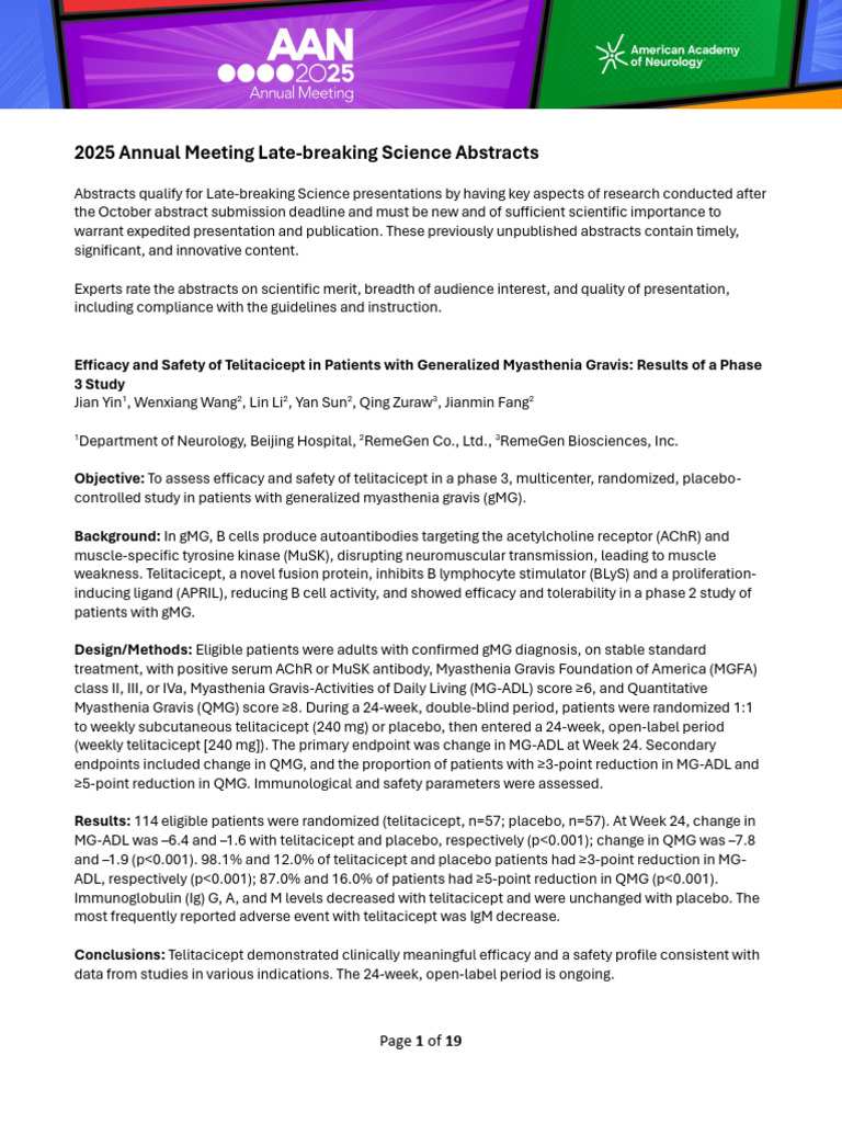 Late-breaking Science Abstracts 2025 | PDF | Diseases And Disorders ...