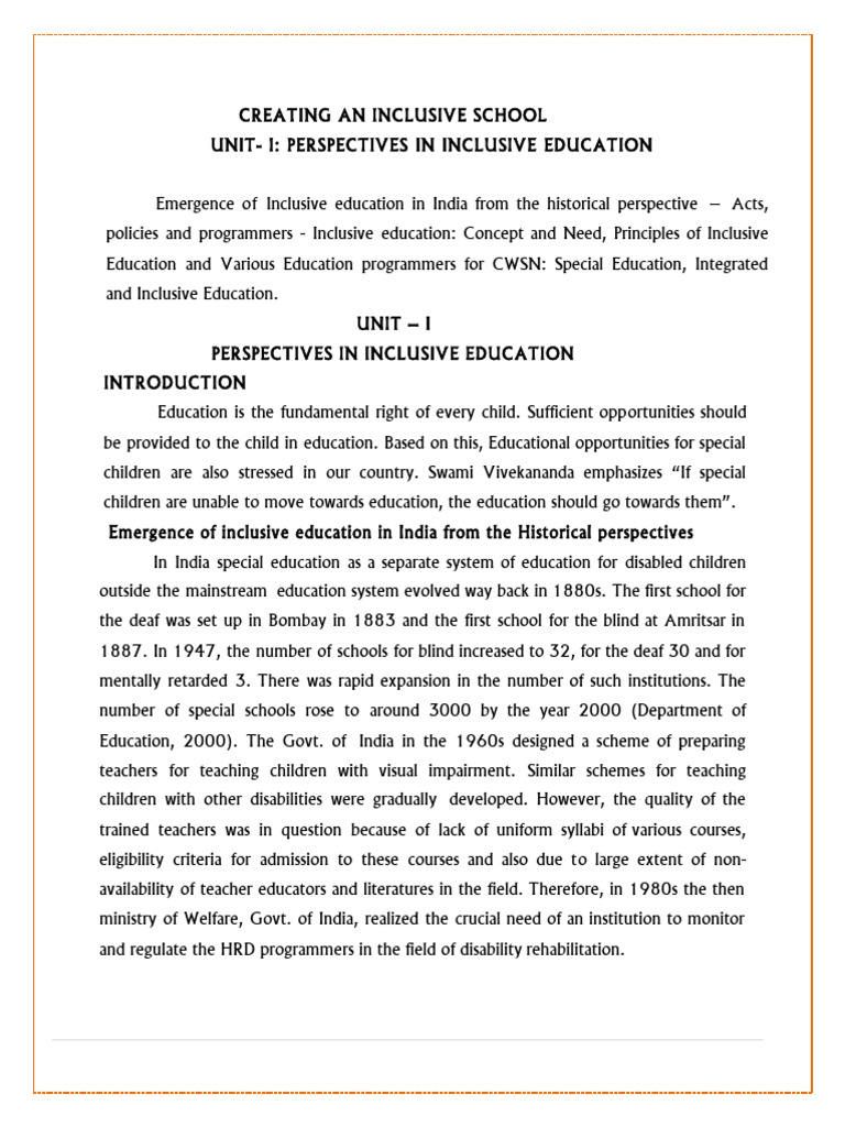 Creating An Inclusive School | PDF | Inclusion (Education) | Special ...