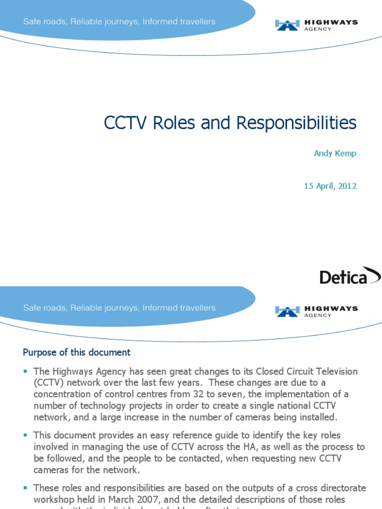 CCTV Roles and Responsibilities | PDF | Closed Circuit Television ...