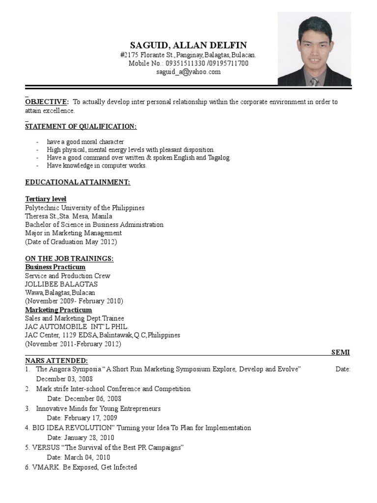 Allan Resume Final | PDF | Philippines