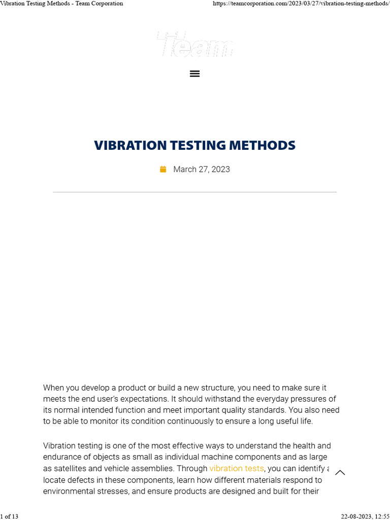 Vibration Testing Methods | PDF | Sine Wave | Damping