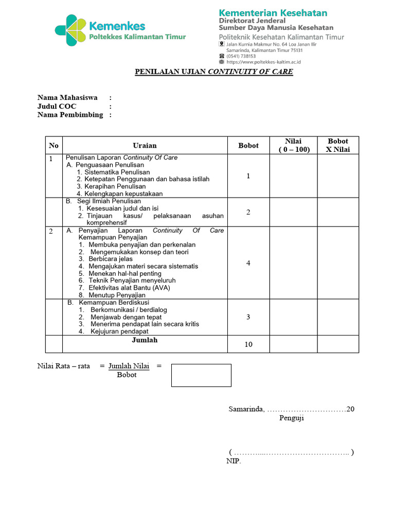 1. Format Nilai Coc | PDF