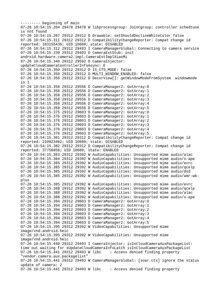 Camera and Audio Capabilities Log | PDF | Computer Architecture ...