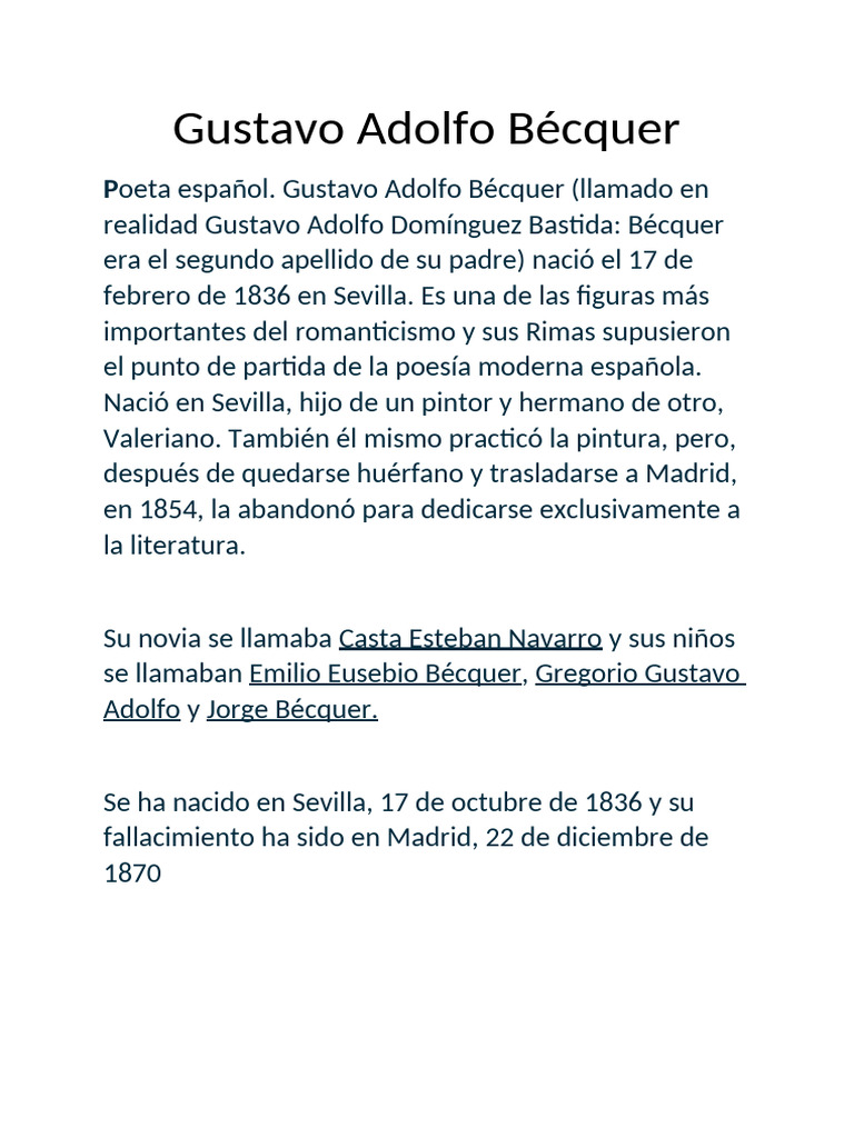 Gustavo Adolfo Bécquer | PDF