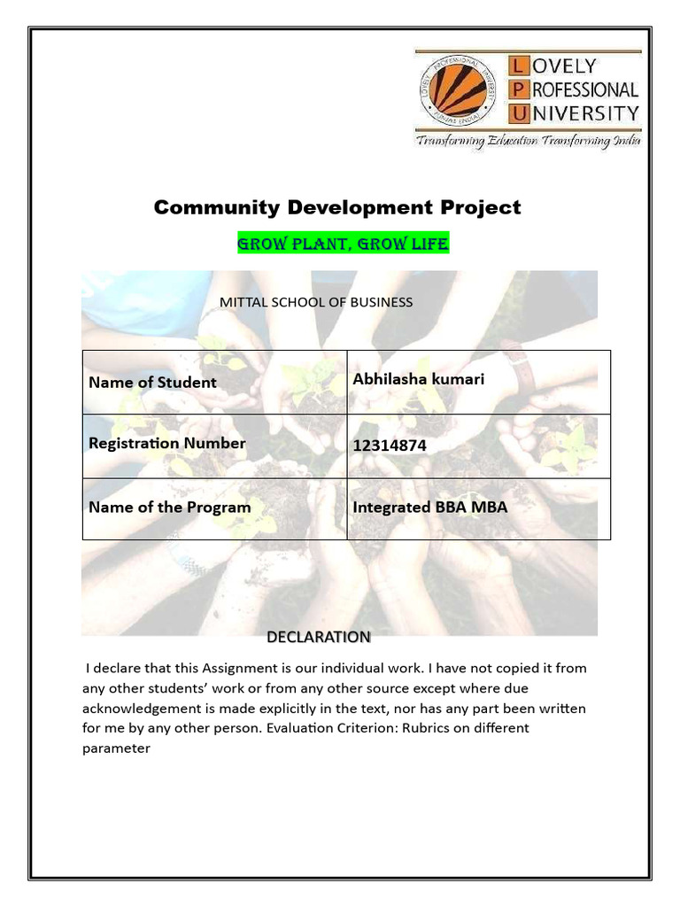 Community Development Project | PDF | Soil | Climate Change Mitigation
