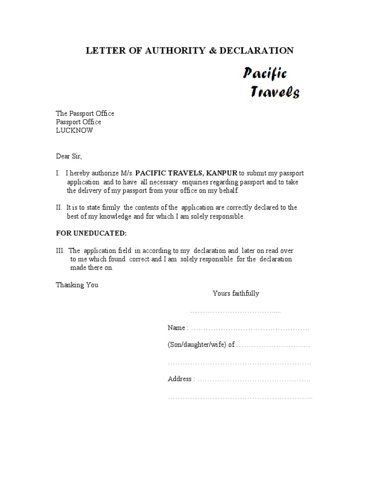 Letter of Authority | PDF