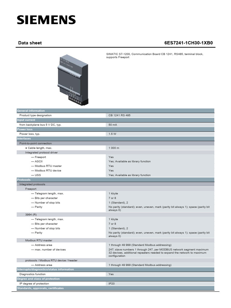 6ES72411CH301XB0_datasheet_en | PDF | Computer Networking | Physical Layer Protocols