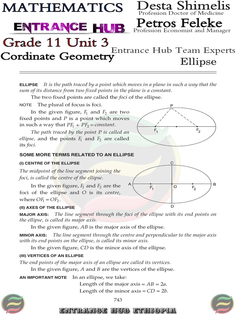 Cordinate Geometry Ellipse | PDF | Ellipse | Analytic Geometry