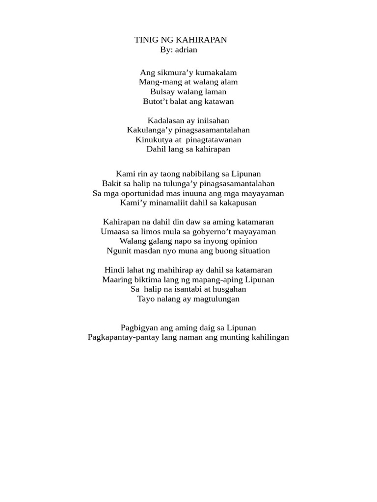 Tinig NG Kahirapan | PDF