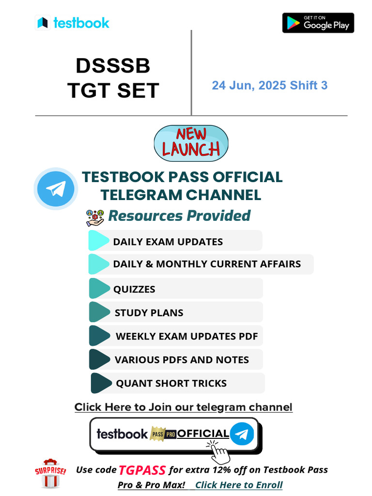 DSSSB TGT Special Education Teacher Official Paper (Held On - 24 Jun ...
