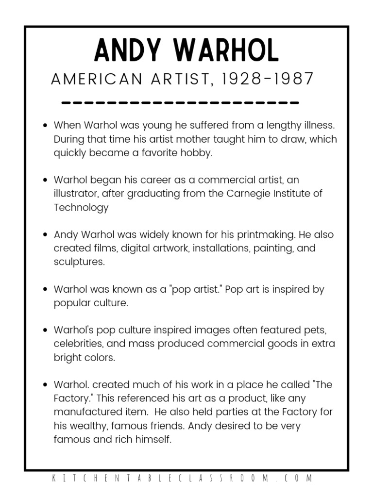 Andy Warhol For Kids | PDF