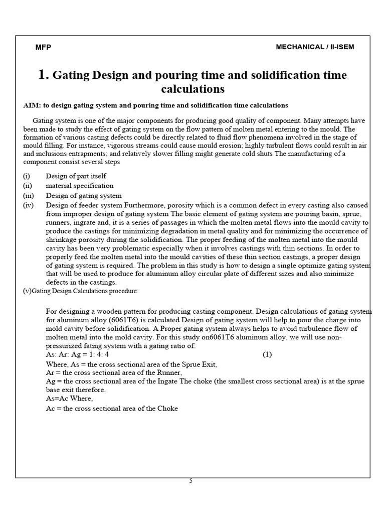 Gating Design and Pouring Time and Solidification Time Calculations ...
