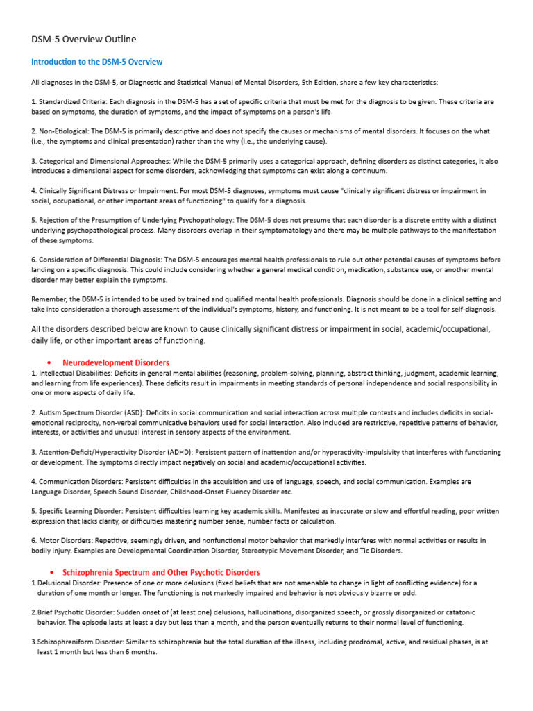 DSM-5 Diagnosis Overview and Criteria | PDF | Mood Disorders | Mental ...