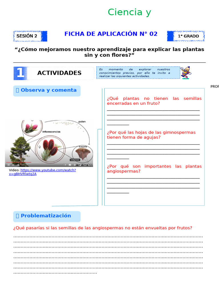 FICHA 2 - Cómo Mejoramos Nuestro Aprendizaje para Explicar Las Plantas ...