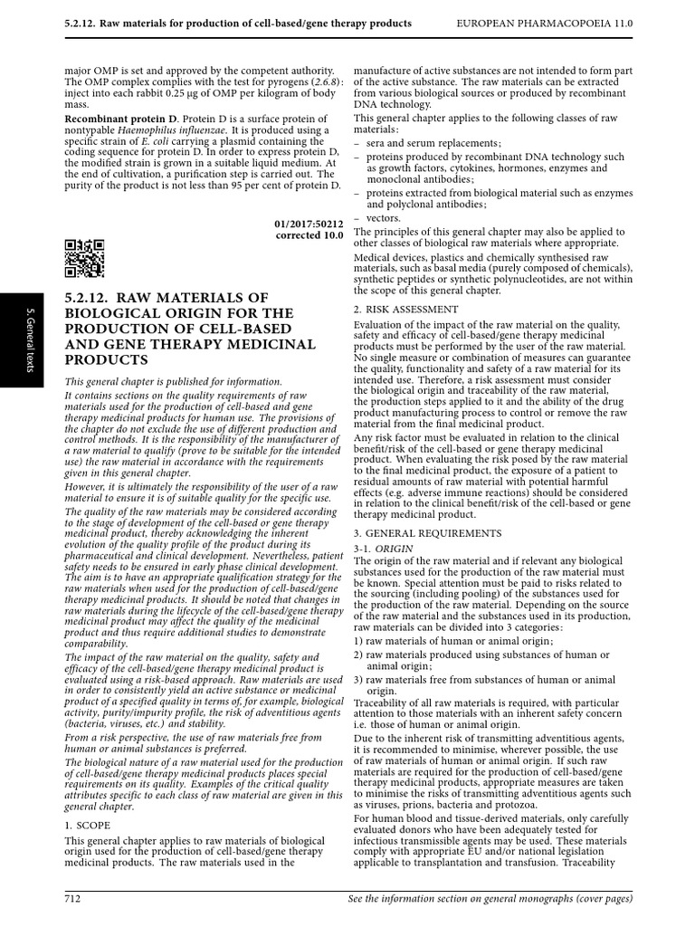 Biological Raw Materials for Gene Therapy | PDF | Antibody | Protein ...